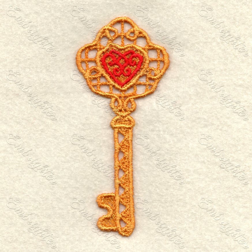 Free standing lace love lock with key machine embroidery design set ...