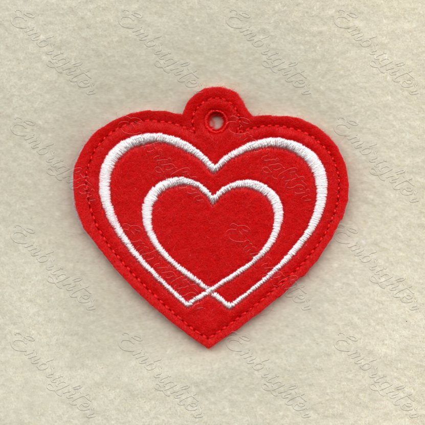 Six heart keychains ITH embroidery design set – Embrighter