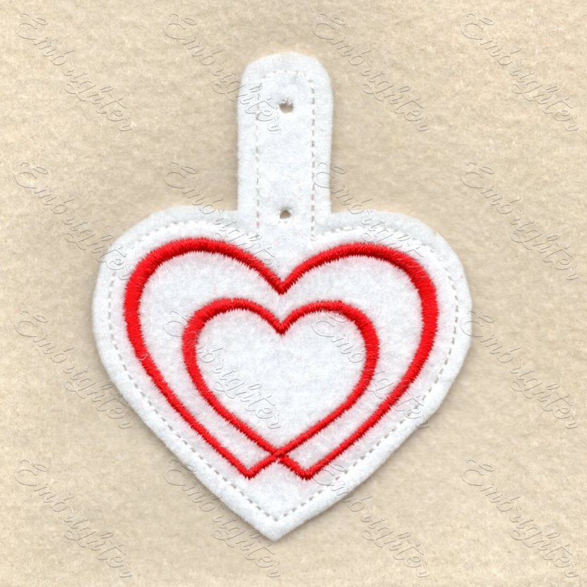 Six heart keychains ITH embroidery design set – Embrighter