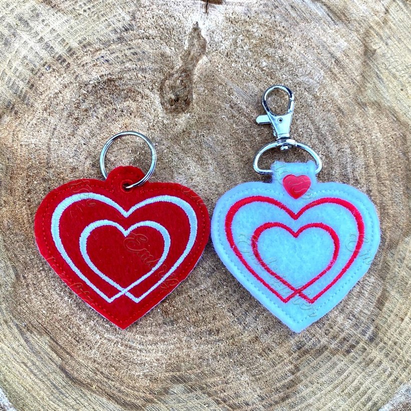 Six heart keychains ITH embroidery design set – Embrighter