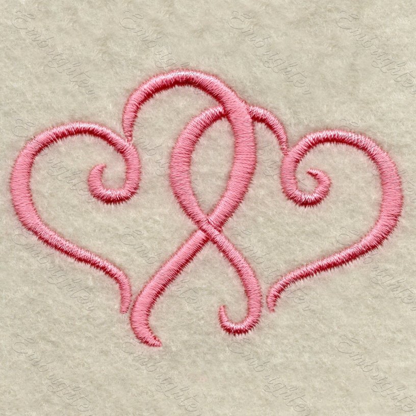 Embroidery design - Two joined hearts side by side by Embrighter