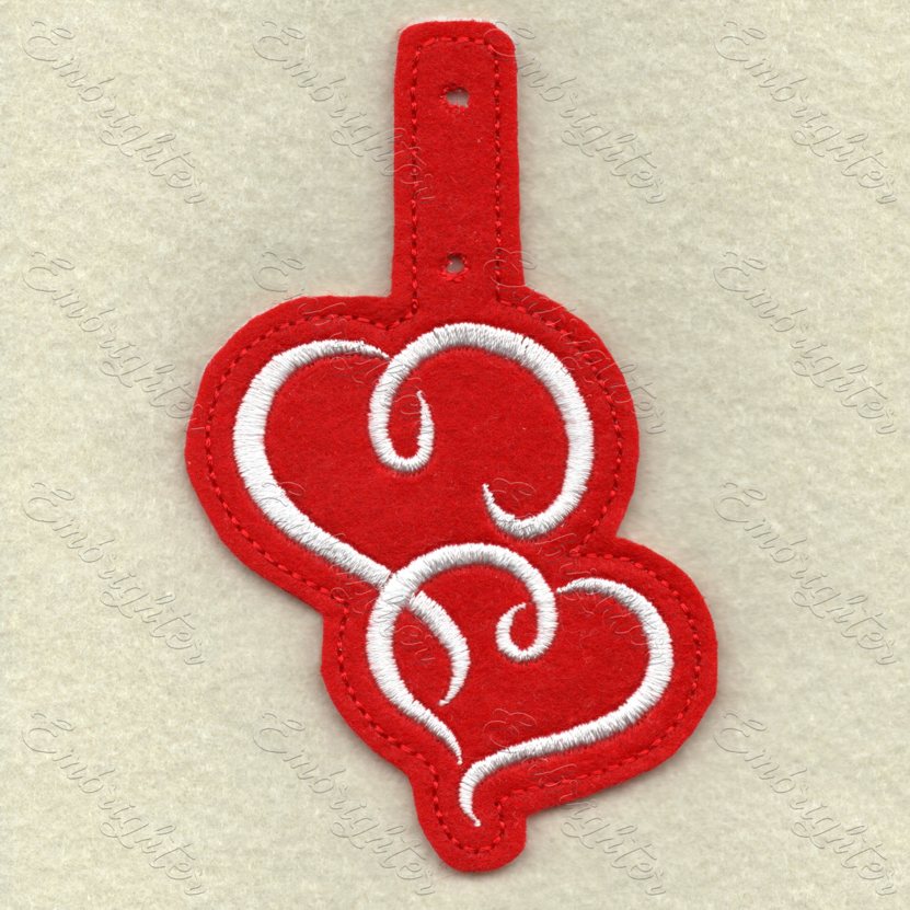 Six heart keychains ITH embroidery design set – Embrighter