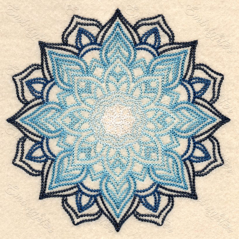 Mandala chain stitch embroidery design available in 3 sizes – Embrighter