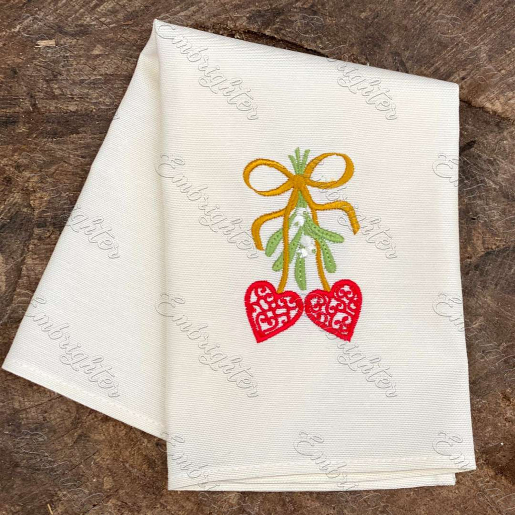 Mistletoe with hearts machine embroidery design – Embrighter