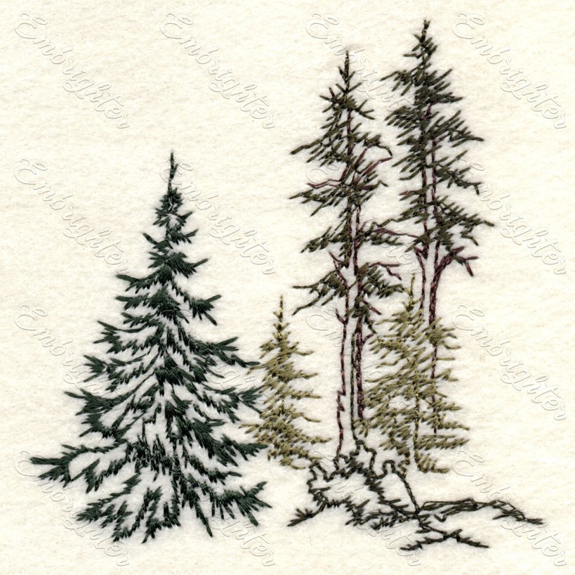 Pine forest machine embroidery design – Embrighter