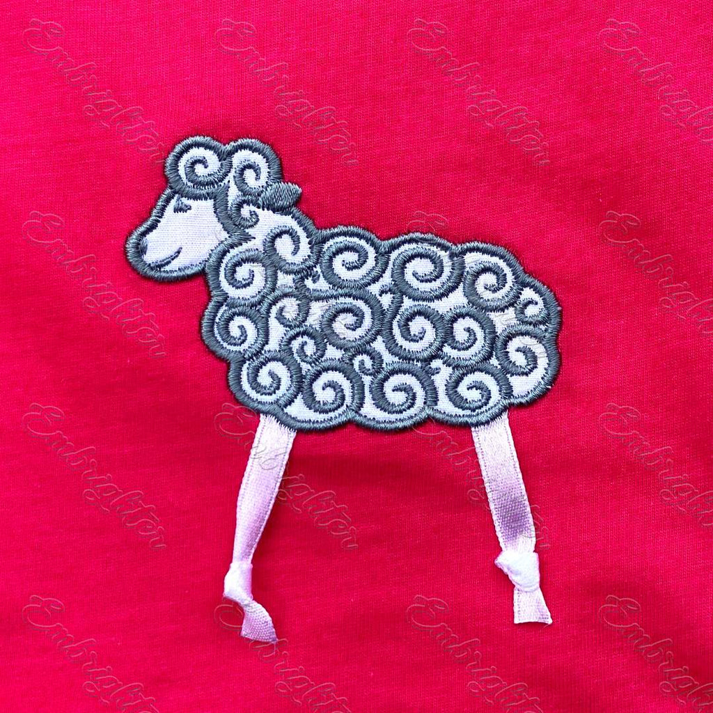 Ribbon-legged lamb embroidery design – Embrighter