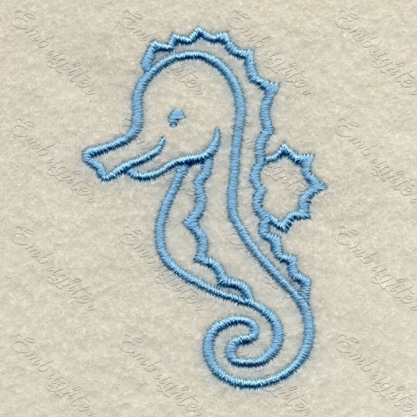Embroidery design - baby sea seahorse monochromatic by Embrighter