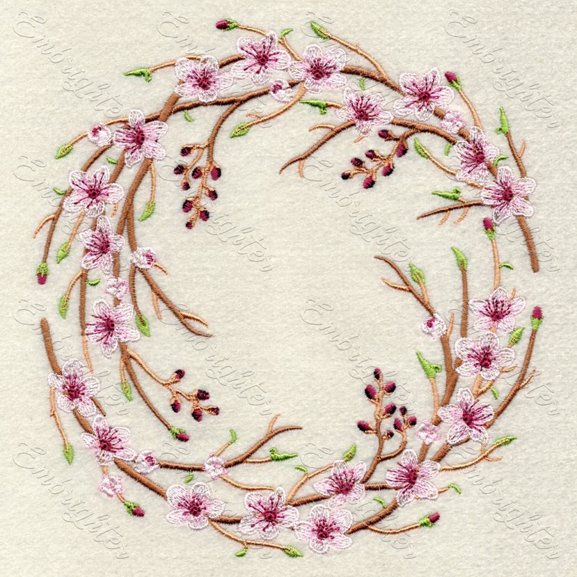 Spring wreath embroidery design – Embrighter