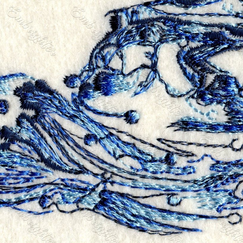 Water horse machine embroidery design in two different sizes – Embrighter