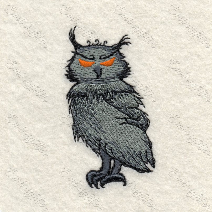 Zombie owl Halloween embroidery design – Embrighter